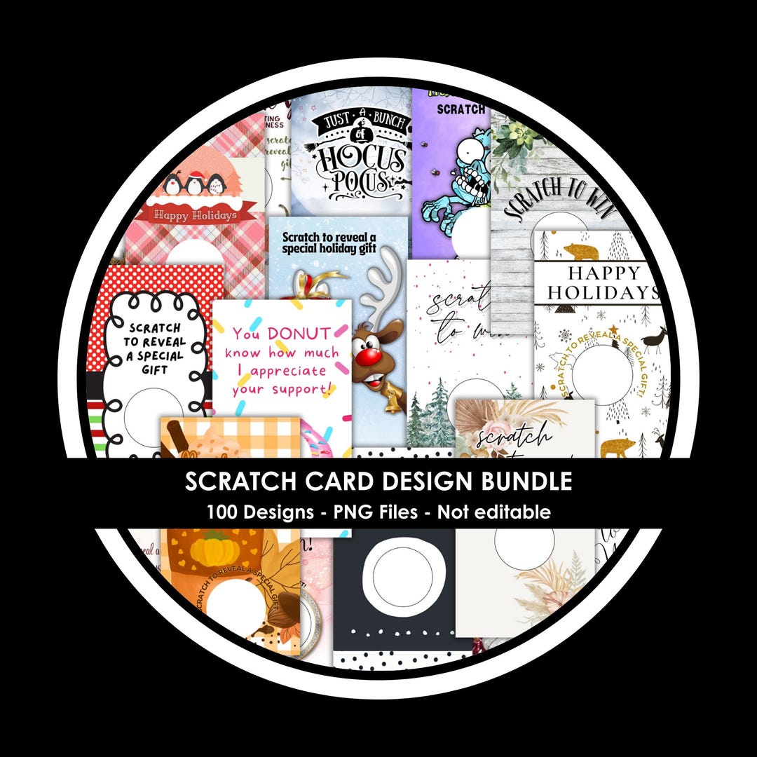 SCRATCH CARD DESIGNS Google Drive 100 Designs - Etsy