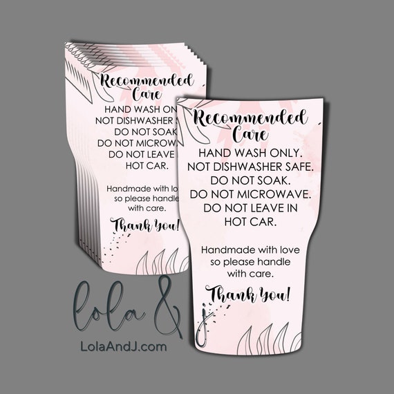 CARE CARDS Tumbler Care Cards Tumbler Care Instructions - Etsy