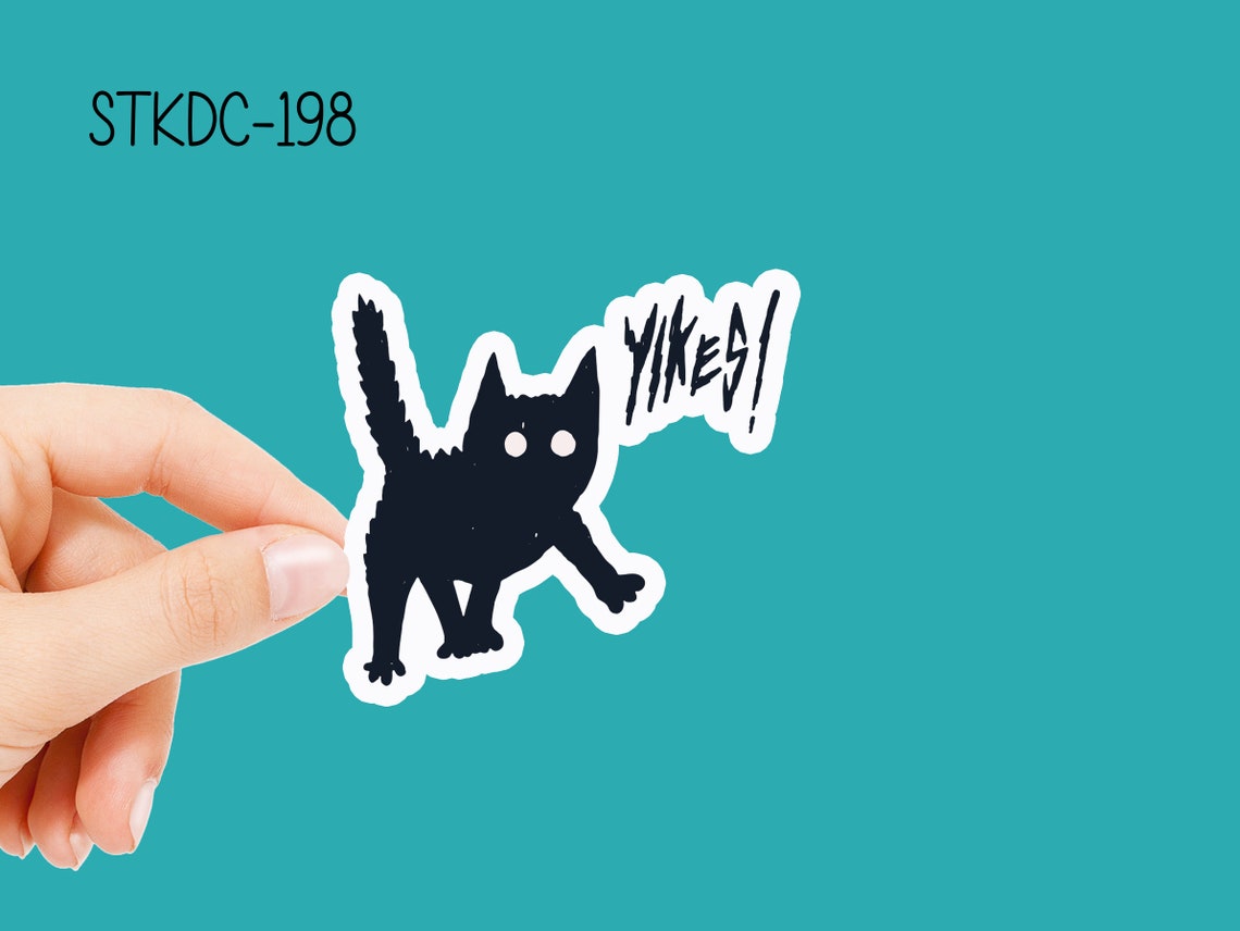 Yikes Cat Sticker Waterproof Vinyl Decal | Etsy