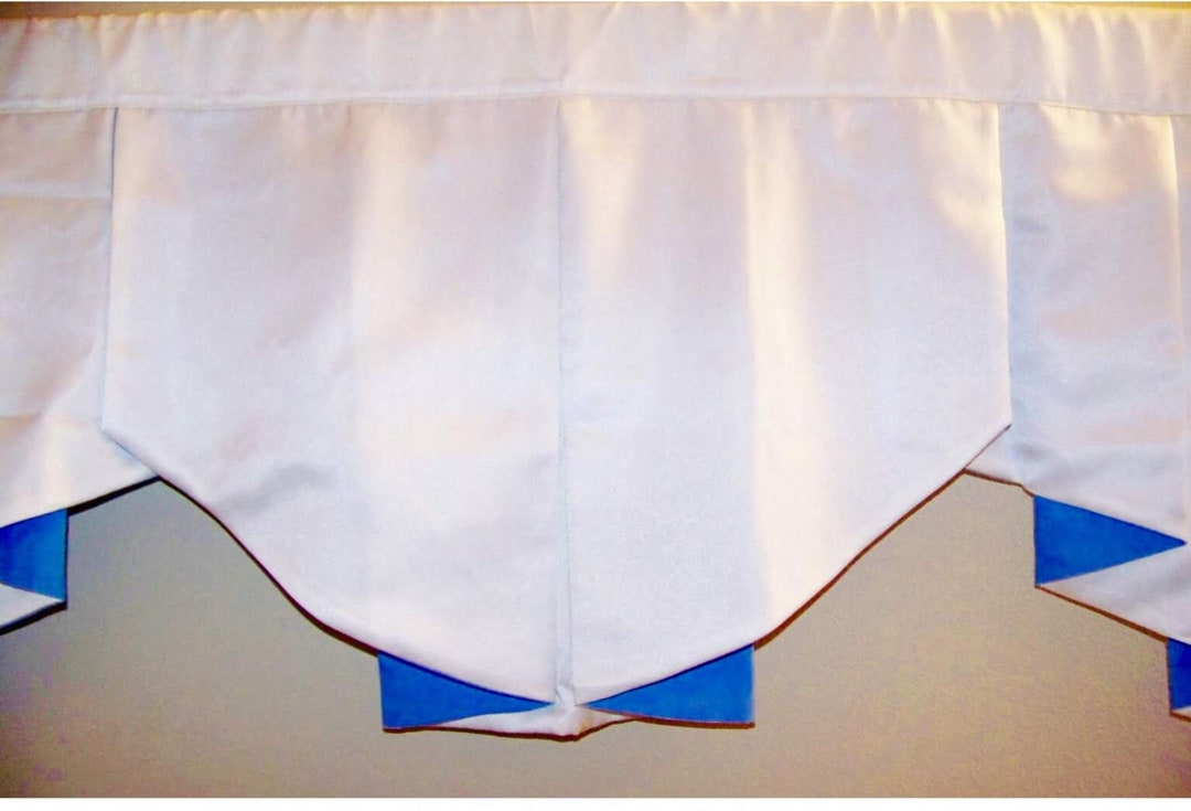 Sale..blue and White Pleated Swag Valance. - Etsy