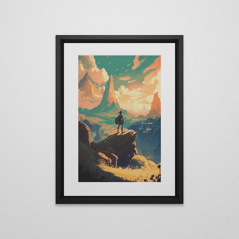 Zelda Inspired Cross Stitch Pattern BOTW Landscape Cross - Etsy
