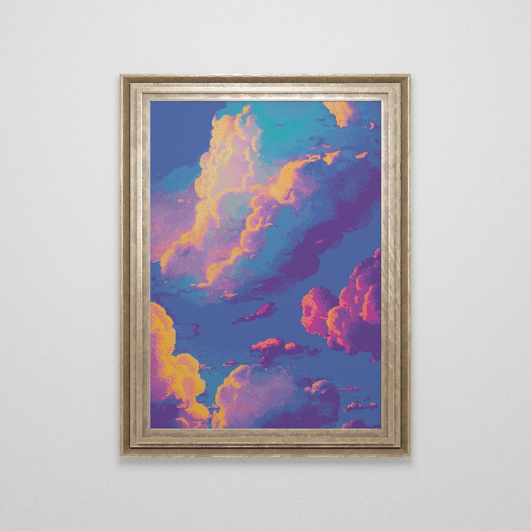 Fluffy Clouds Cross Stitch Pattern | Vintage Clouds Cross Stitch Chart ...