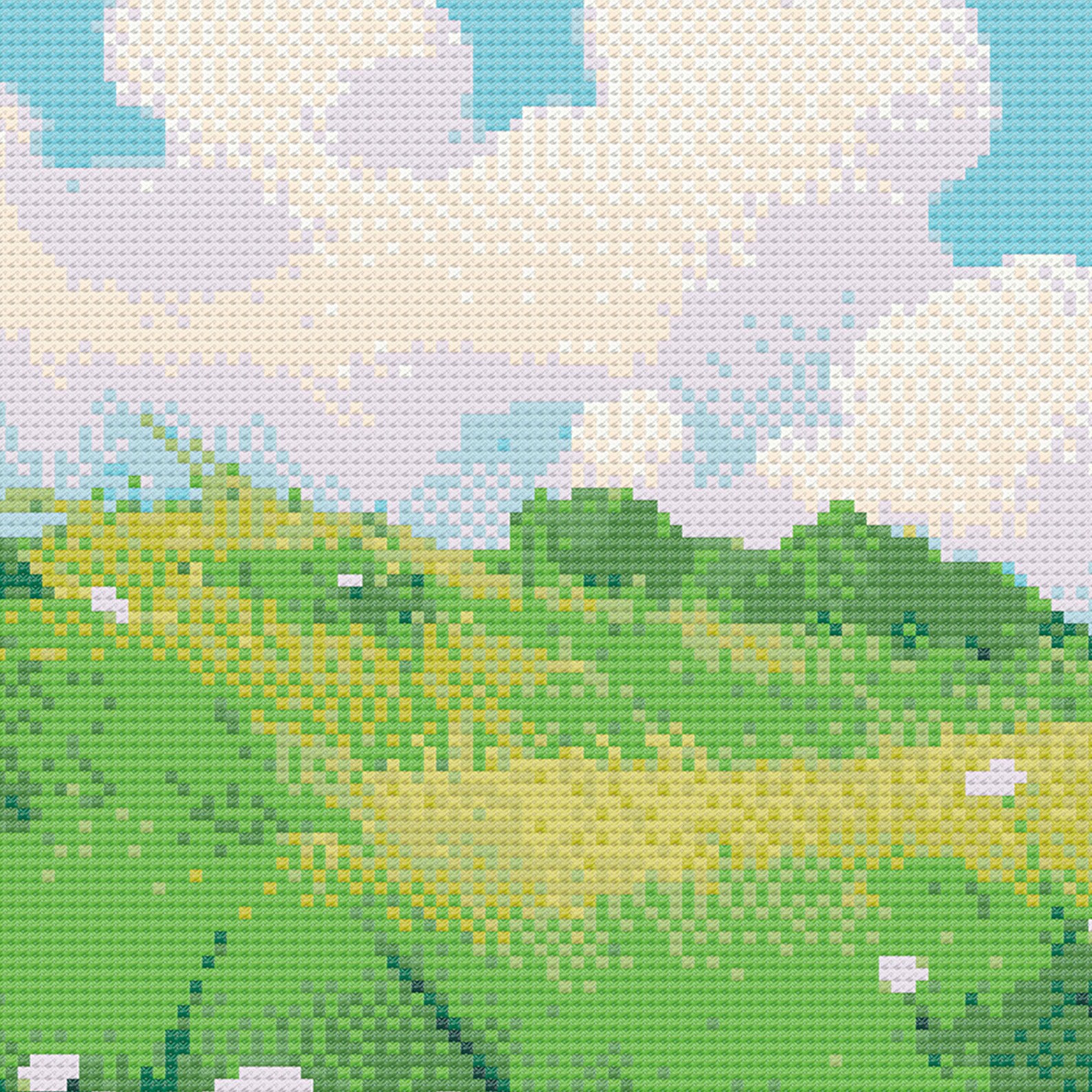 Ghibli Inspired Meadow Cross Stitch Pattern | Anime Landscape Cross ...