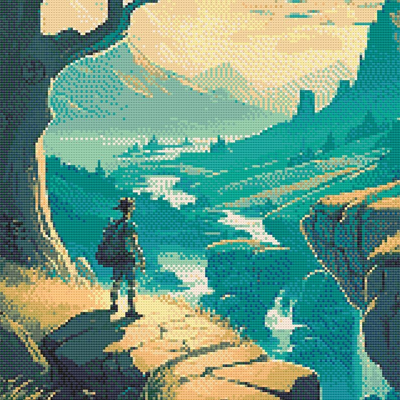 Zelda Inspired Cross Stitch Pattern BOTW Landscape Cross - Etsy