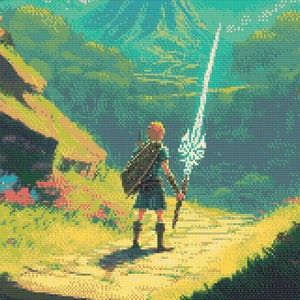Zelda Inspired Cross Stitch Pattern | BOTW Landscape Cross Stitch ...