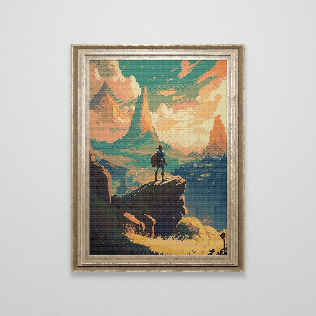 Zelda Inspired Cross Stitch Pattern | BOTW Landscape Cross Stitch ...