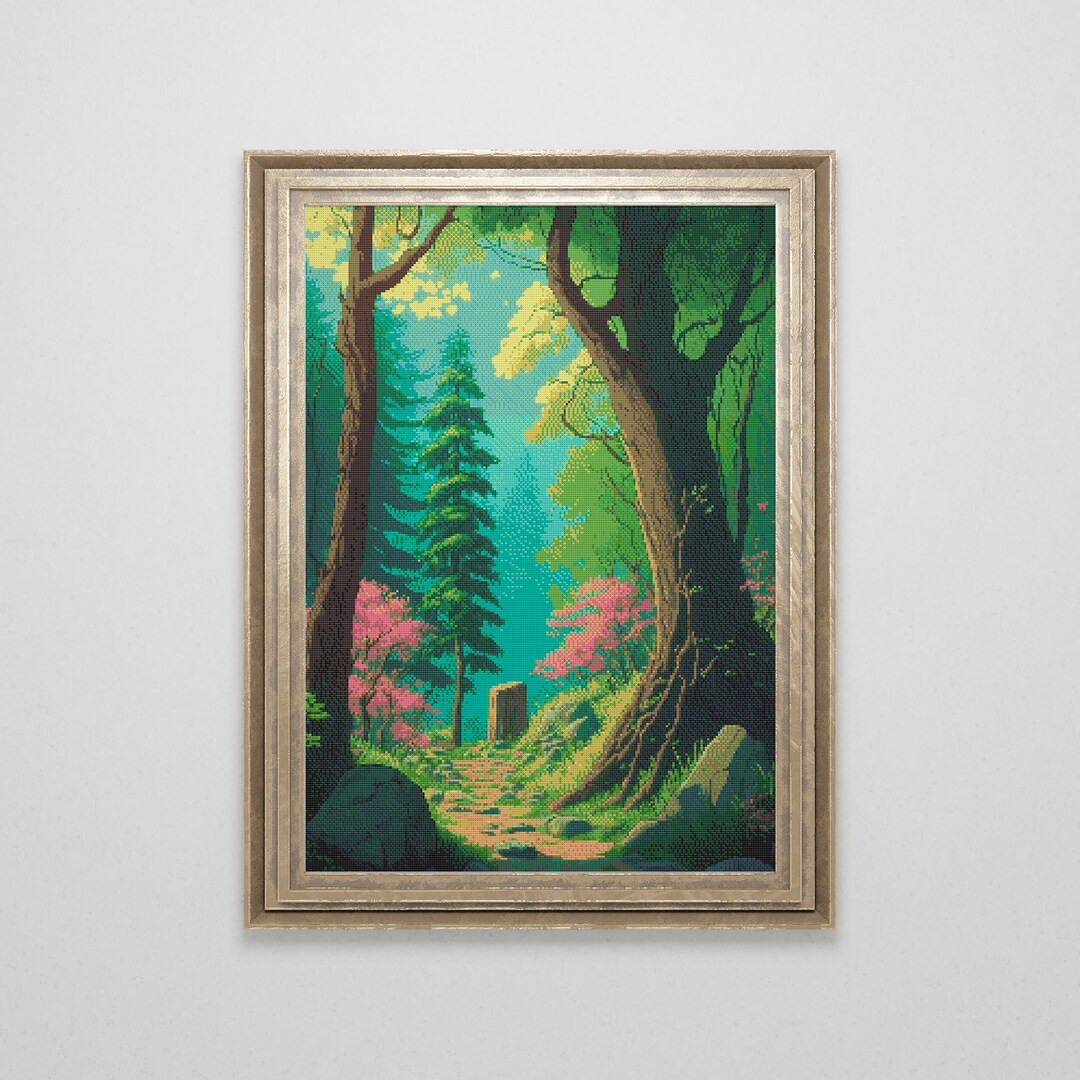 Forest Cross Stitch Pattern | Landscape Cross Stitch Chart Download ...