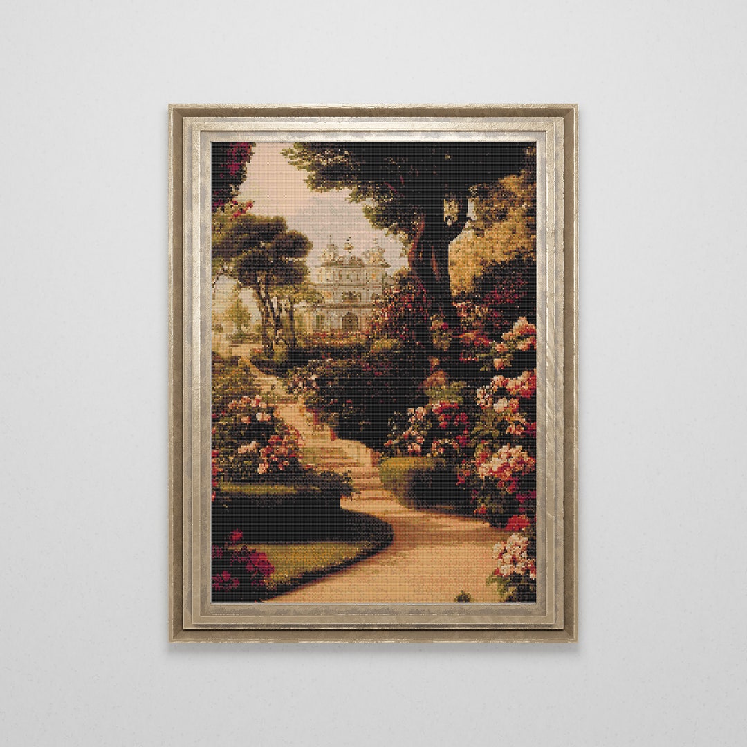 Victorian Rose Garden Cross Stitch Pattern | Vintage Botanical Cross ...