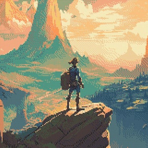 Zelda Inspired Cross Stitch Pattern | BOTW Landscape Cross Stitch ...