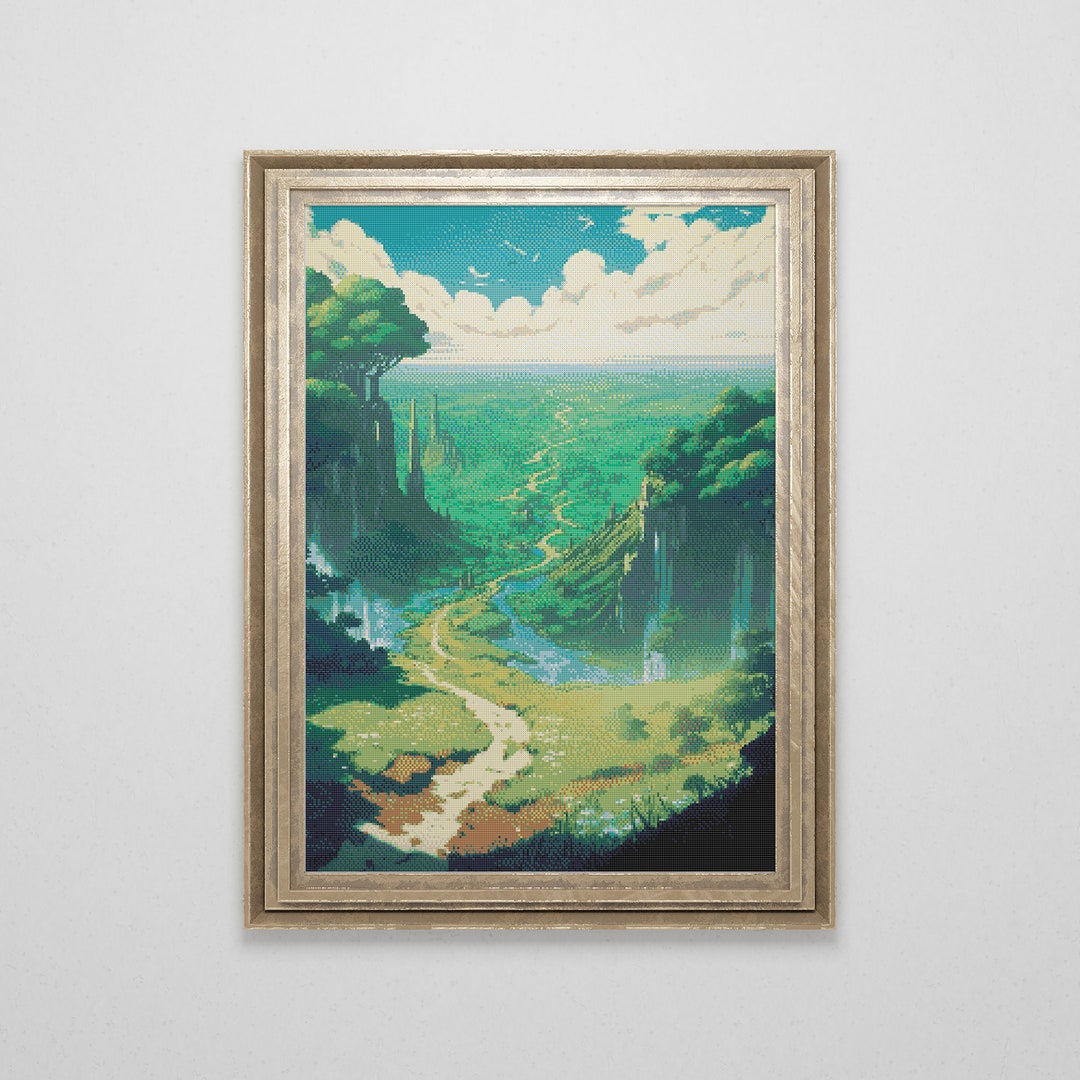 Zelda Inspired Cross Stitch Pattern BOTW Landscape Cross Stitch Nature ...