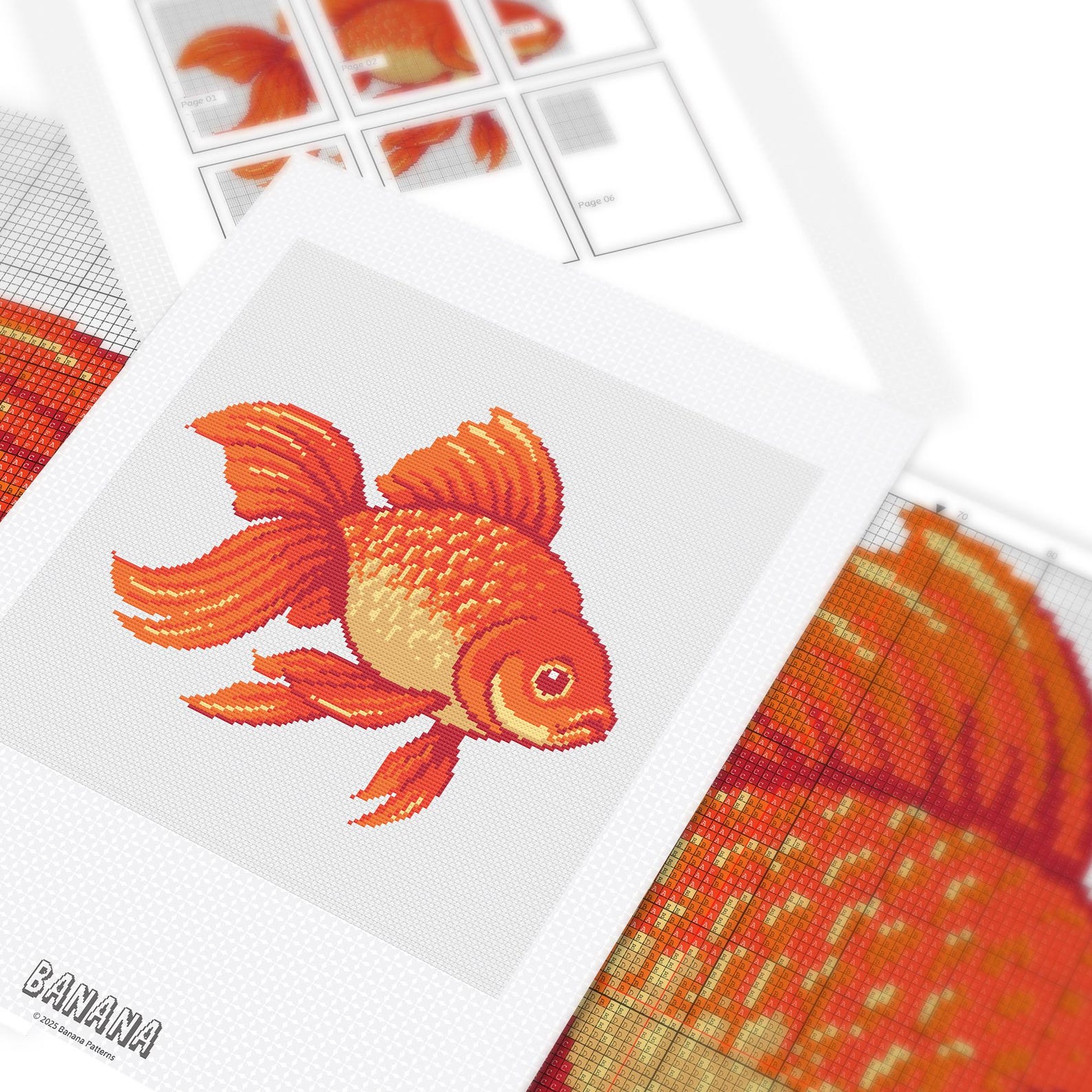 Goldfish Cross Stitch Pattern | Modern Fish Counted Cross Stitch PDF ...