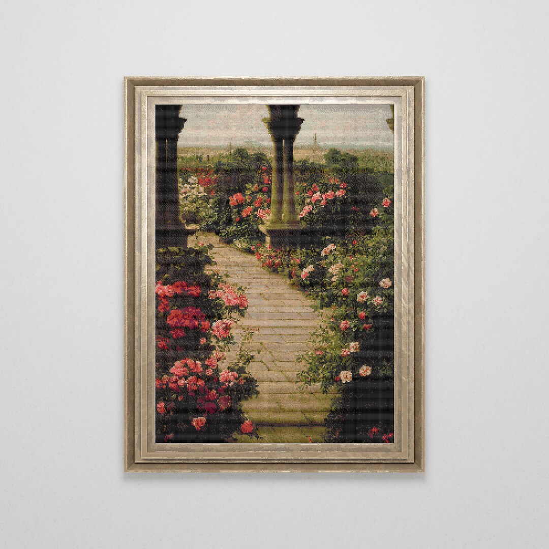 Victorian Rose Garden Cross Stitch Pattern Vintage Botanical Cross ...