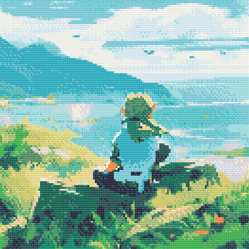 Zelda Inspired Cross Stitch Pattern BOTW TOTK Landscape Cross Stitch ...