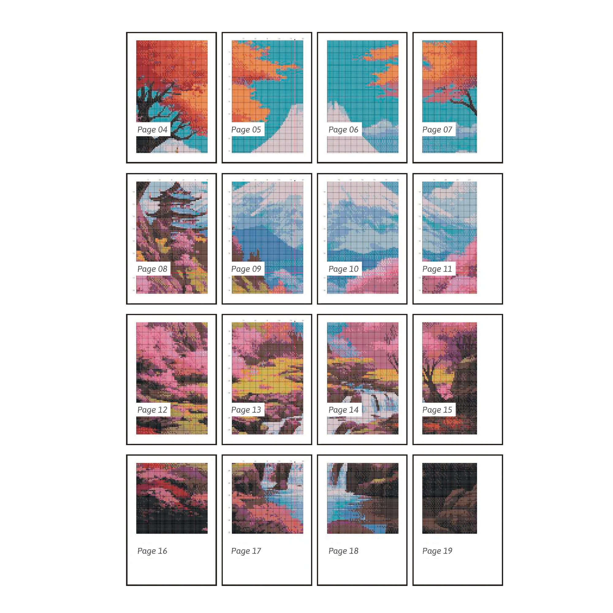 Japanese Mountains Cross Stitch Pattern Japan Landscape Cross Stitch ...