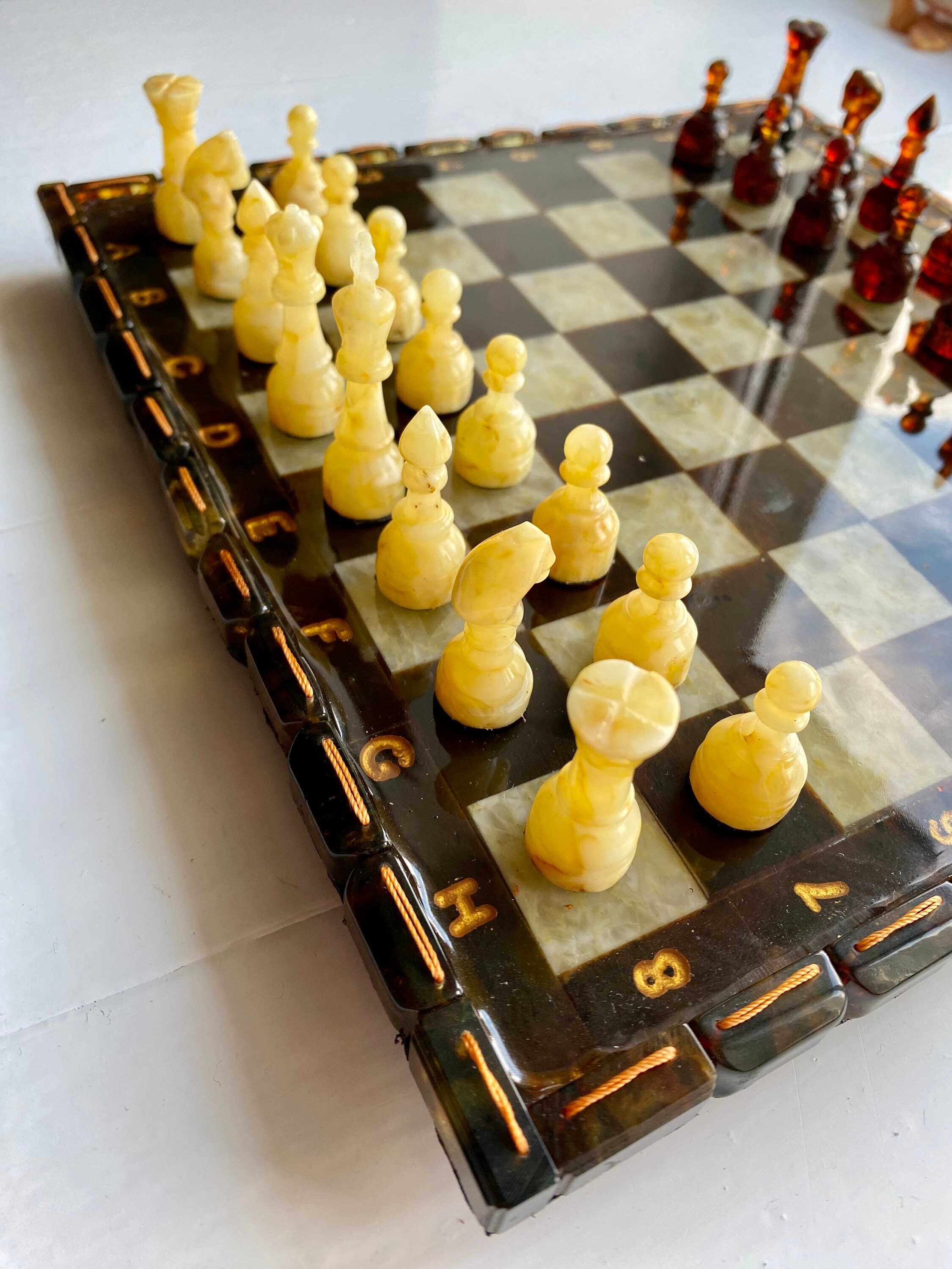 Natural Baltic Amber Chess Set and Board Handmade - Etsy