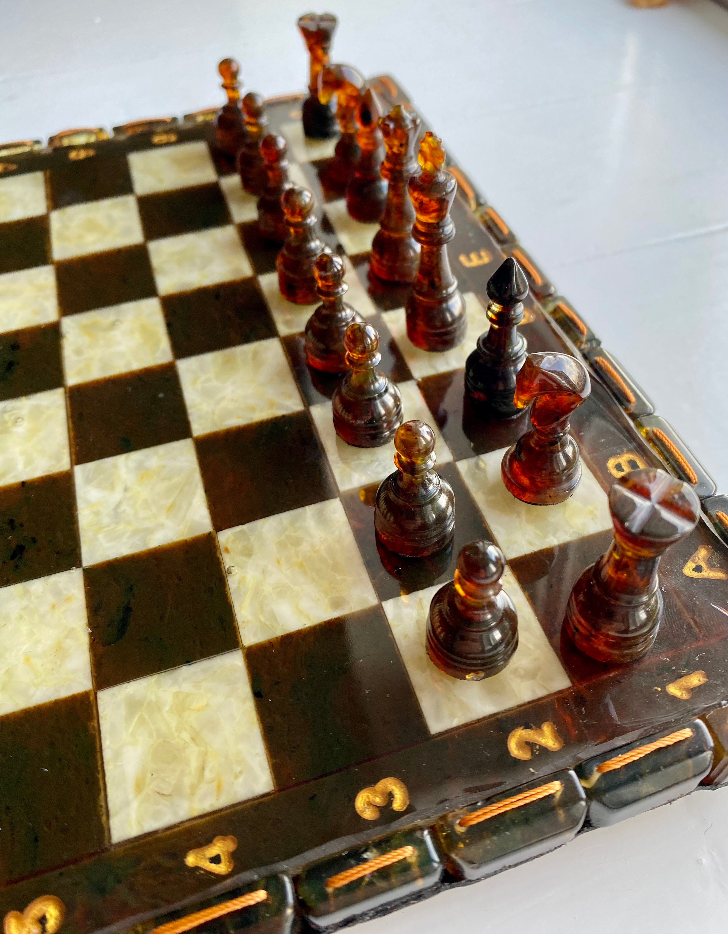 Natural Baltic Amber Chess Set and Board Handmade - Etsy