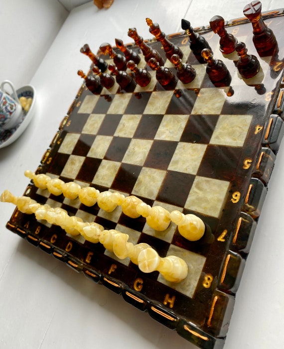 Natural Baltic Amber Chess Set and Board Handmade - Etsy