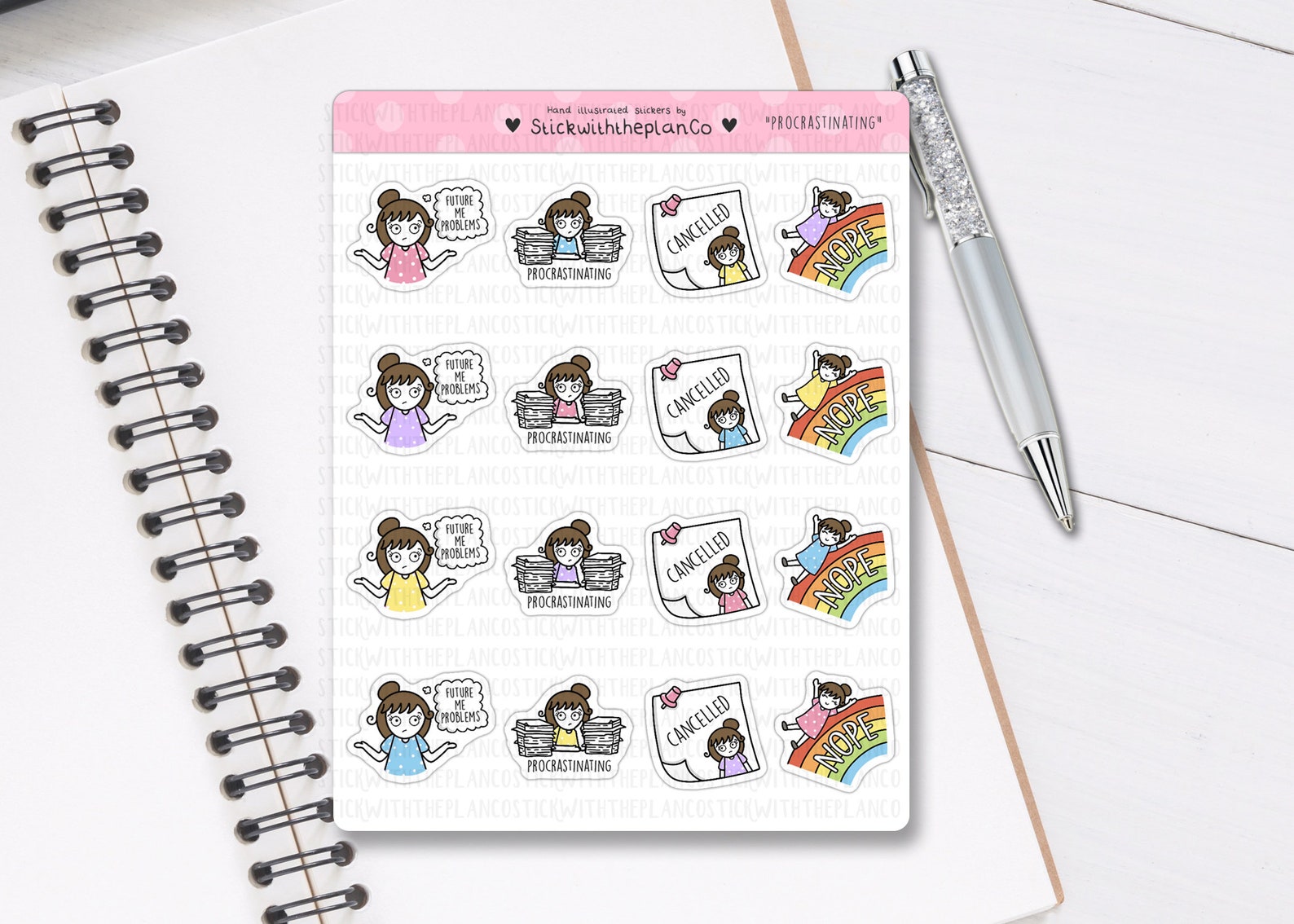 165 - Procrastinating Planner Stickers, Personalised Stickers, Emotion ...