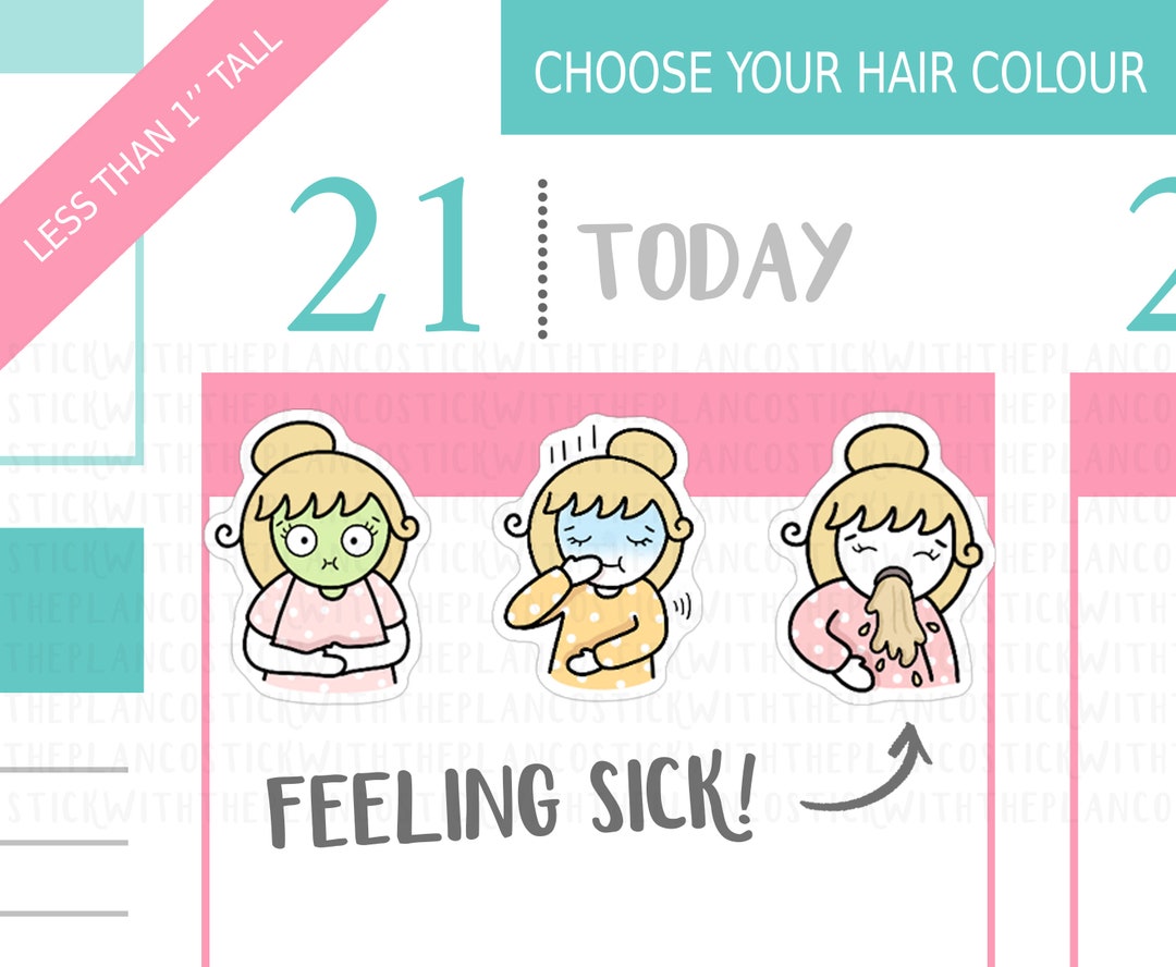 259 - Feeling Sick Planner Stickers, Personalised Stickers, Cute ...