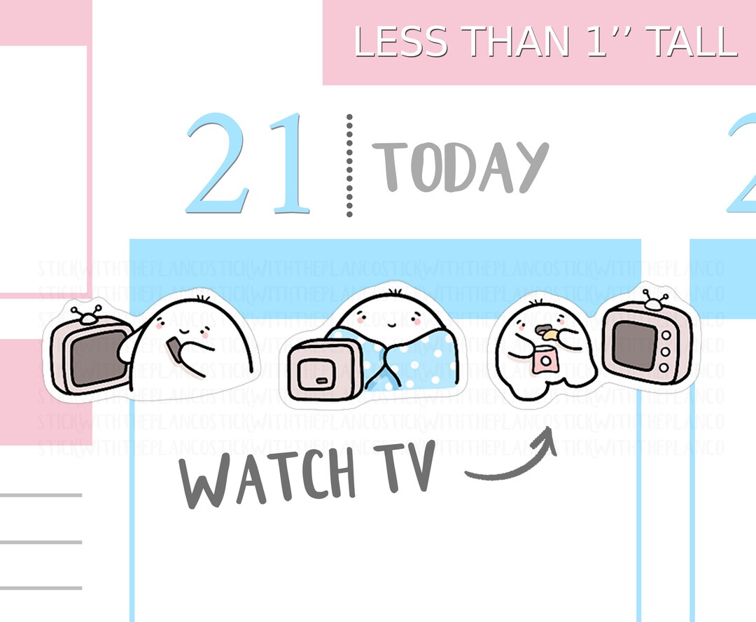 S_023 | Watching TV Planner Stickers, Netflix Stickers, Emoti Stickers ...