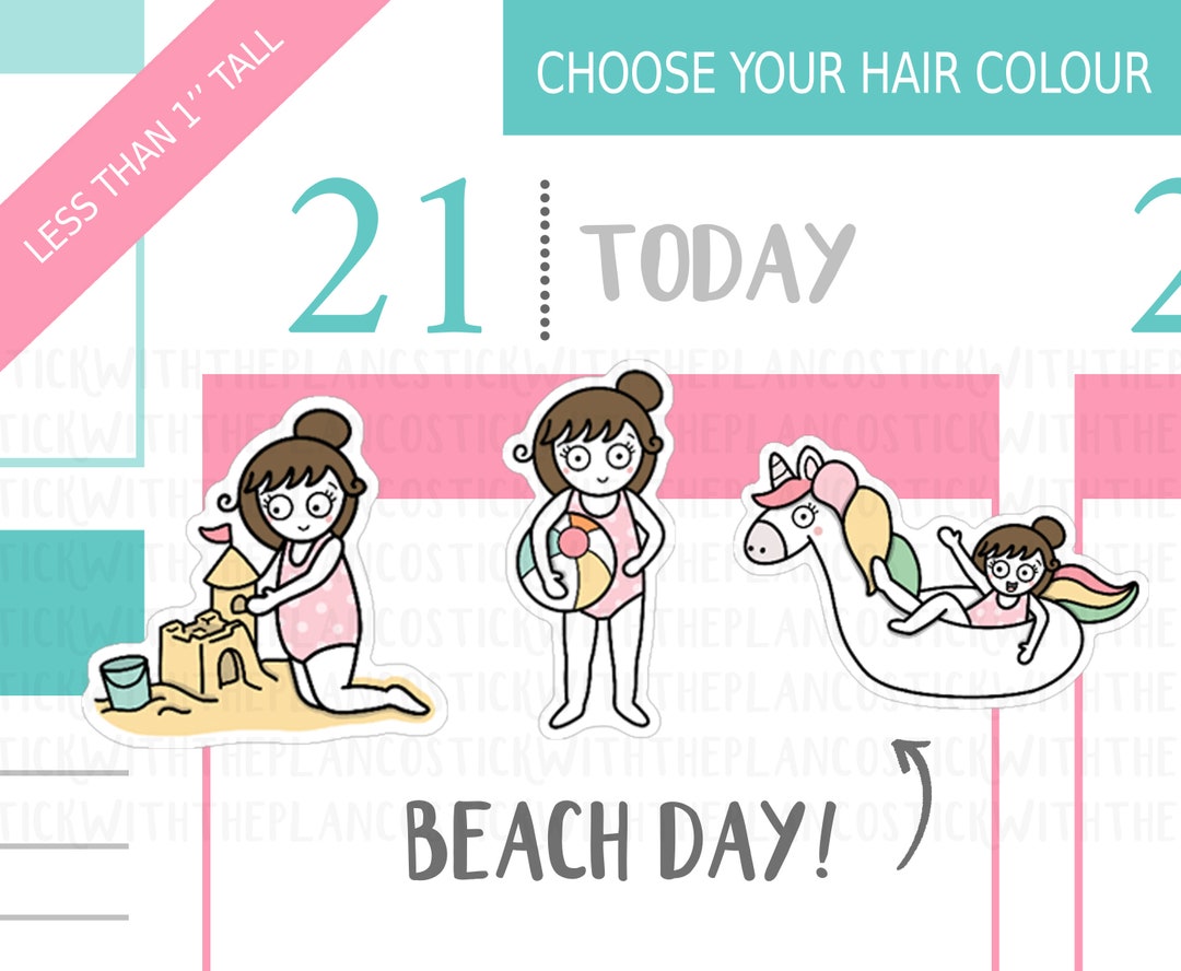 006 - Beach Day Planner Stickers, Personalised Stickers, Summer ...