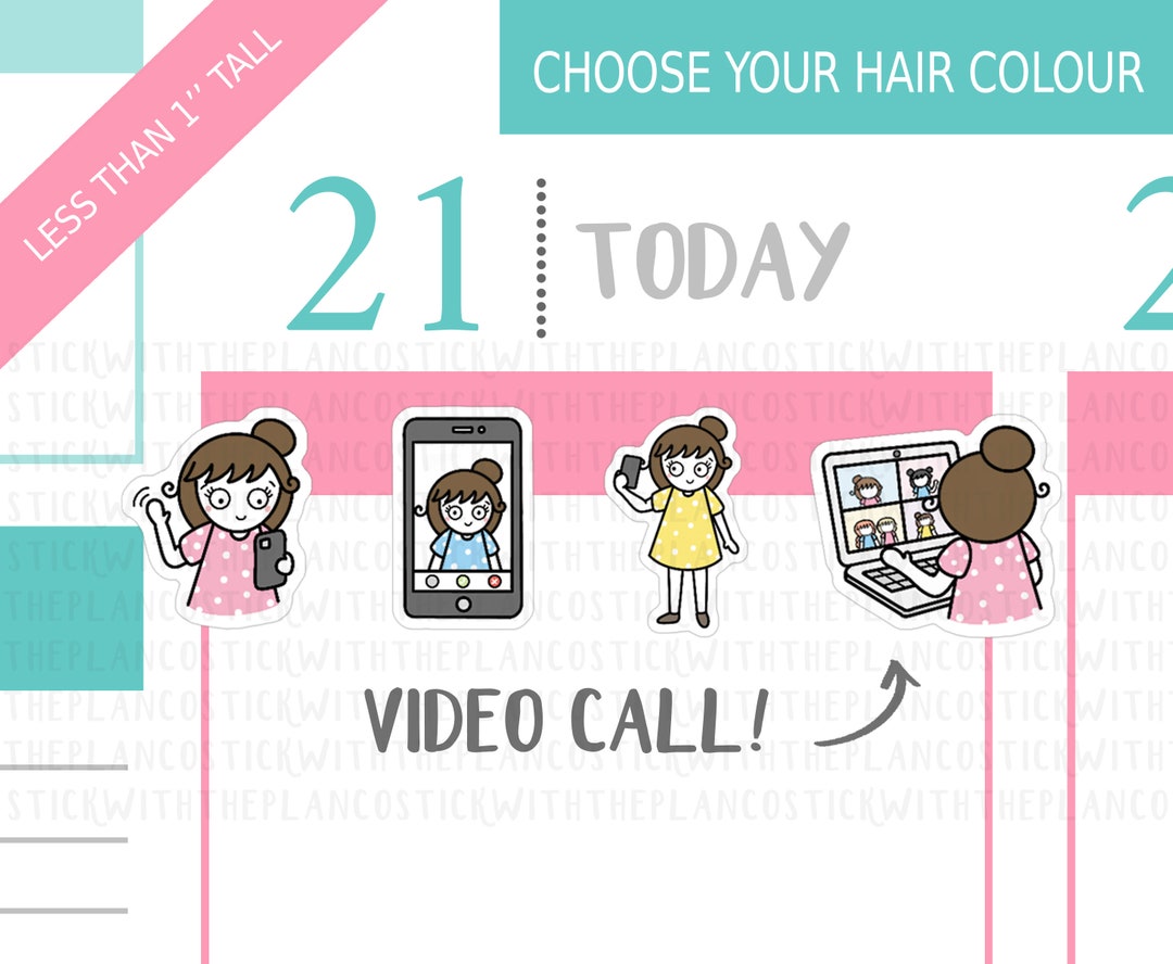 124 - Video Call Planner Stickers, Personalised Stickers, Facetime ...