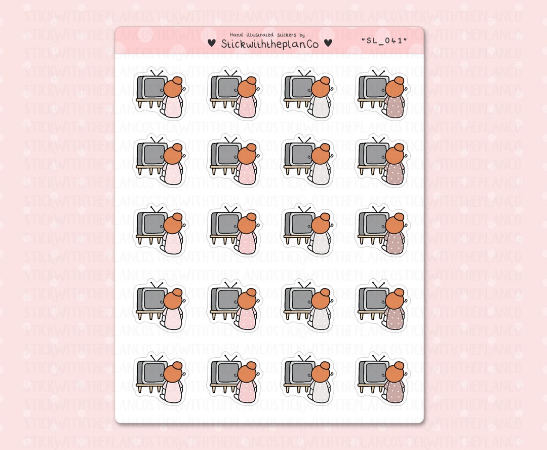 SL_041 - Watching TV Planner Stickers, Character Stickers, Customisable ...