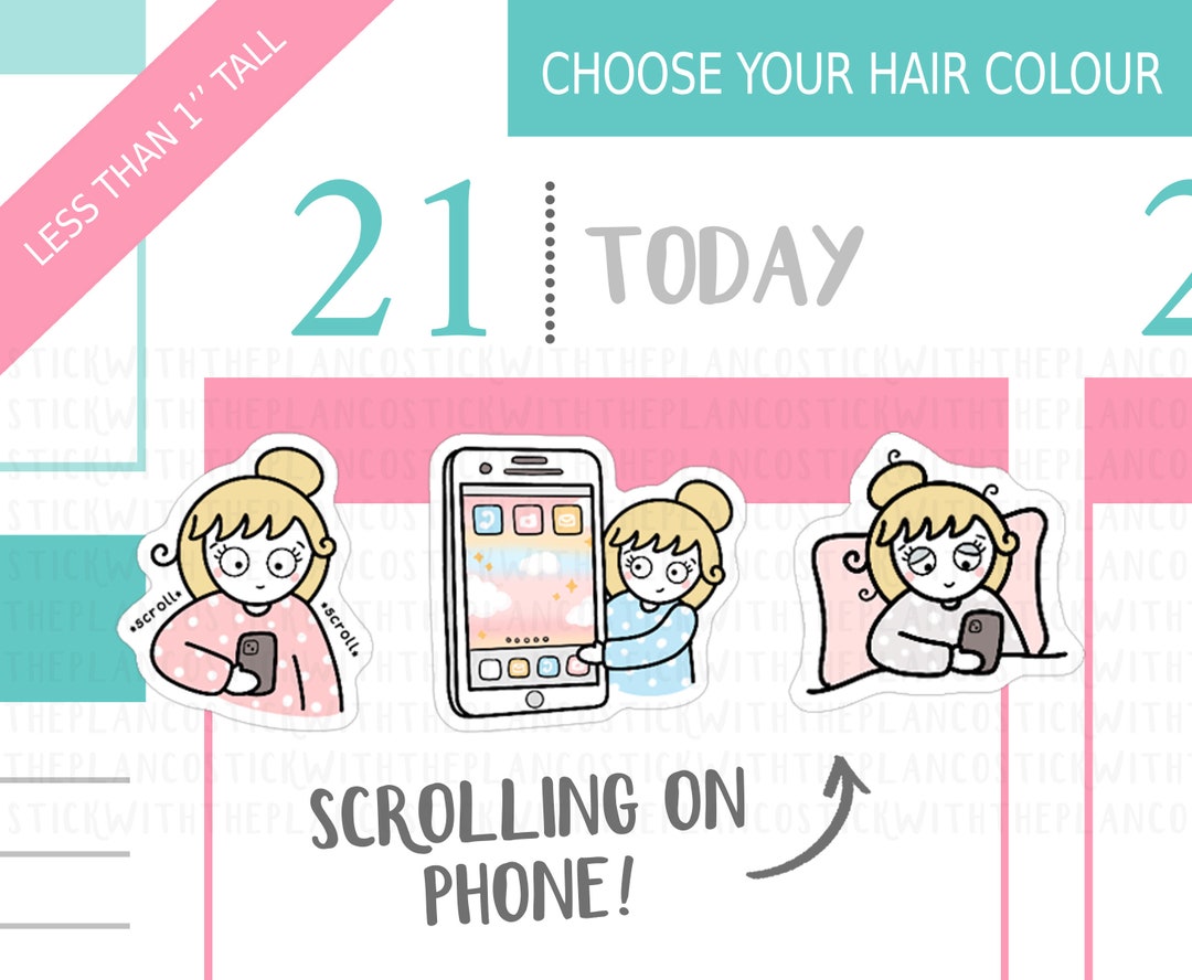 217 - Scrolling on Phone Planner Stickers, Personalised Stickers ...