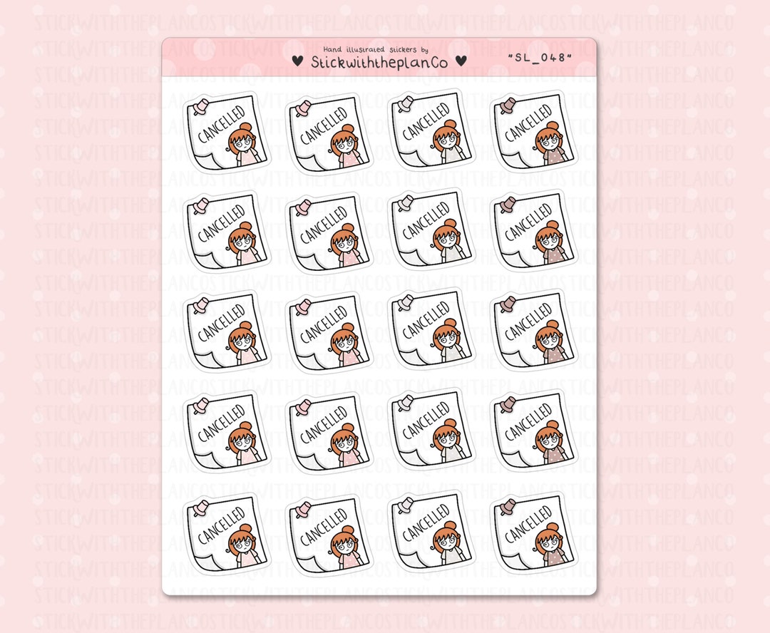 SL_048 - Cancelled Sticky Note Planner Stickers, Character Stickers ...