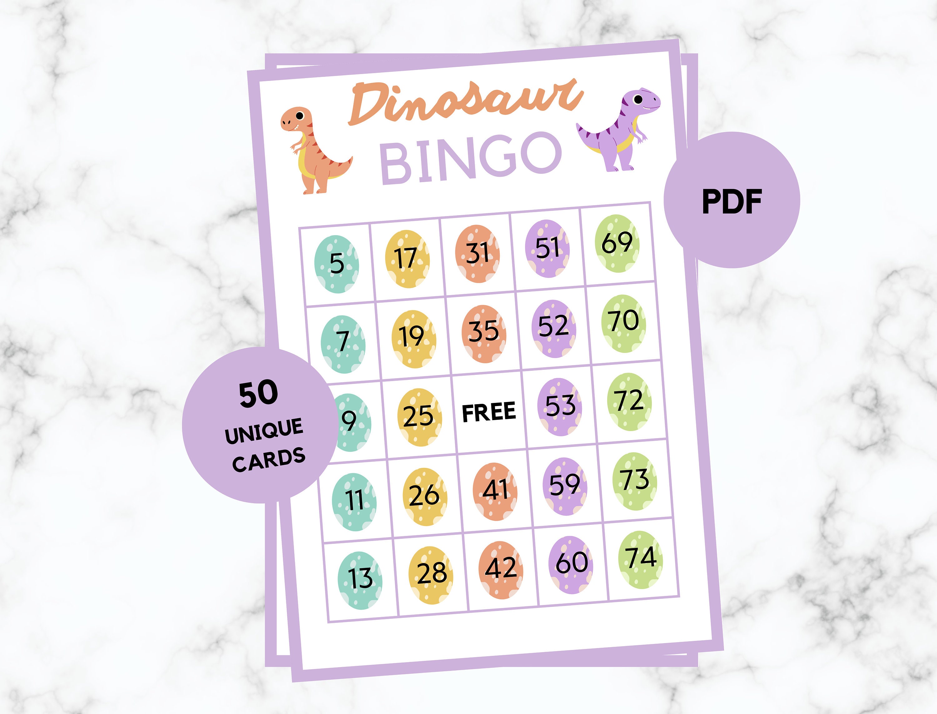 Dinosaur Bingo - 50 Dinosaur Bingo Cards - Dinosaur Party Game ...