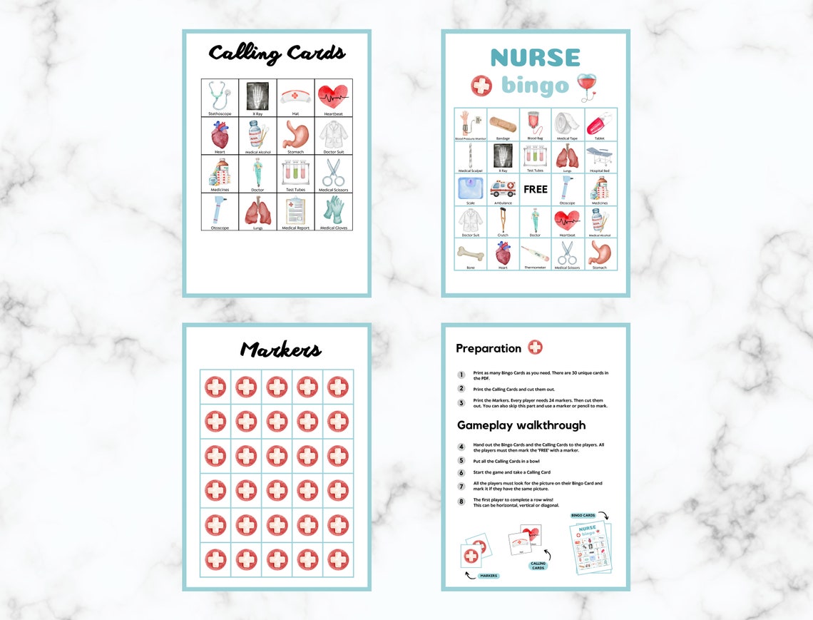 Nurse Bingo Doctor Bingo 30 Nurse Bingo Cards Medical Bingo Nurse ...