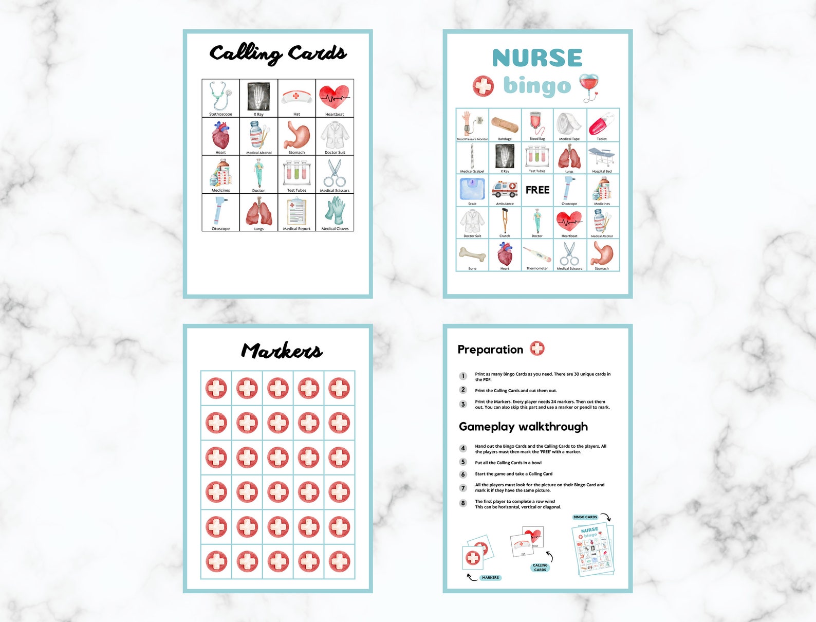 Nurse Bingo Doctor Bingo 30 Nurse Bingo Cards Medical Bingo Nurse ...