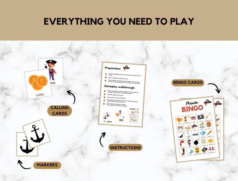 Pirate Bingo - 30 Pirate Bingo Cards - Pirate Party Game - Pirate ...