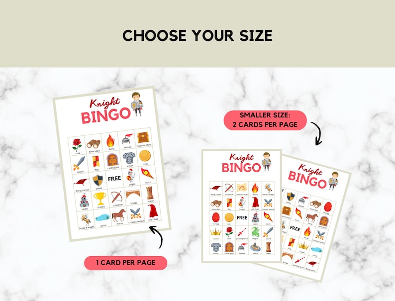 Knight Bingo - 30 Knight Bingo Cards - Knight Party Game - Knight ...