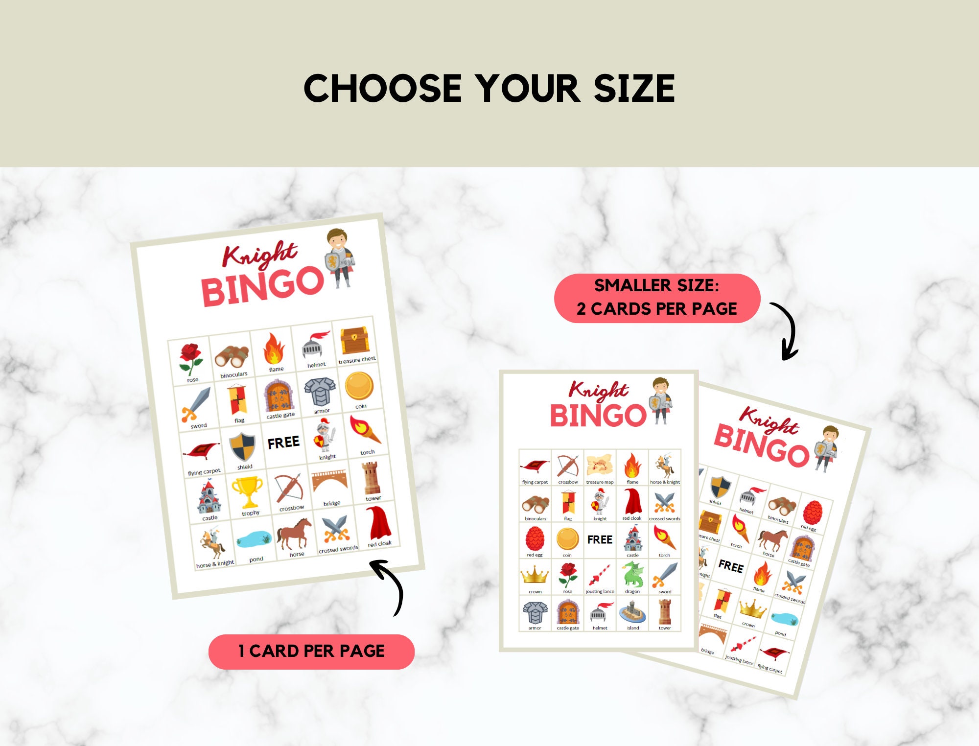 Knight Bingo - 30 Knight Bingo Cards - Knight Party Game - Knight ...