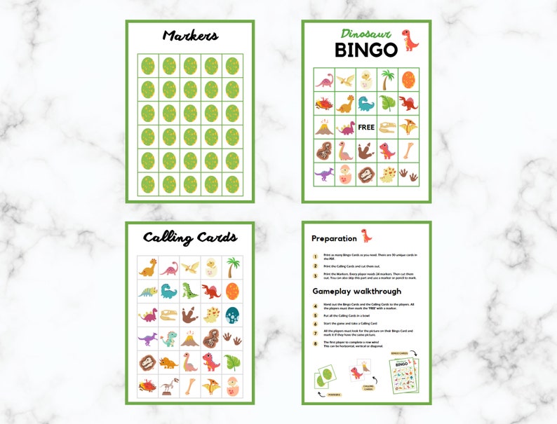Dinosaur Bingo - 30 Dinosaur Bingo Cards - Dinosaur Party Game ...