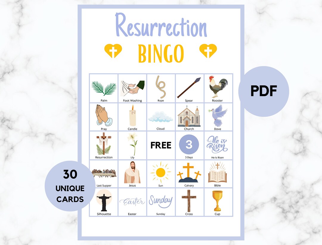 Resurrection Bingo Easter Bible Bingo 30 Resurrection Bingo Cards Holy ...