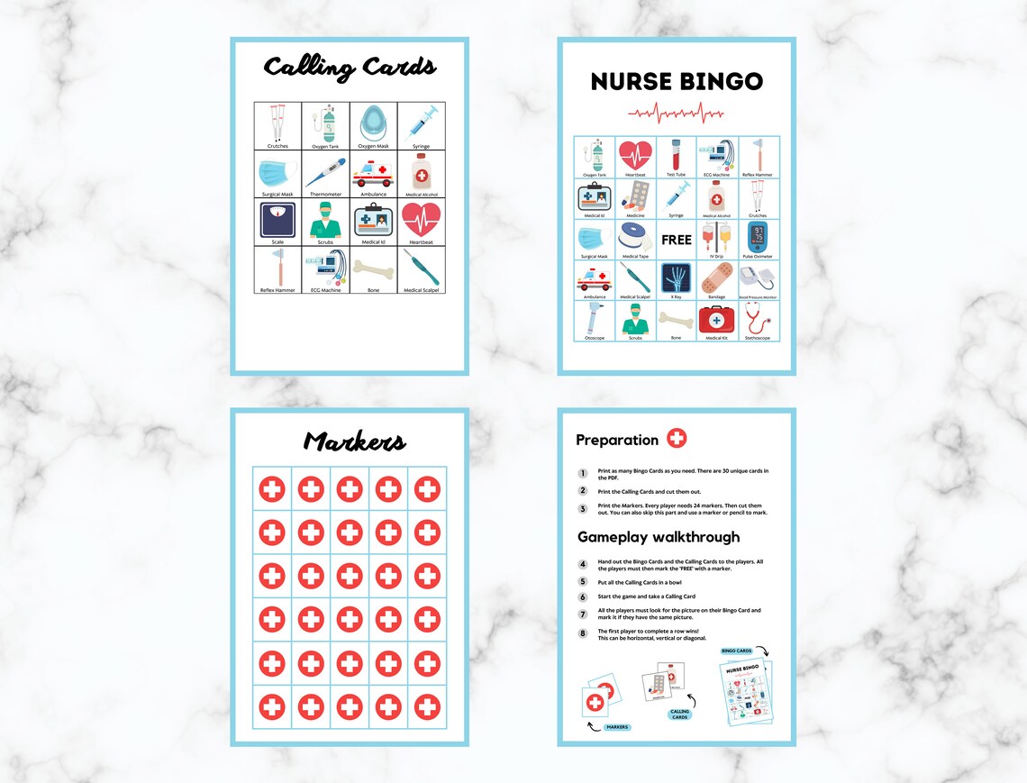 Nurse Bingo - Doctor Bingo - 30 Nurse Bingo Cards - Medical Bingo ...