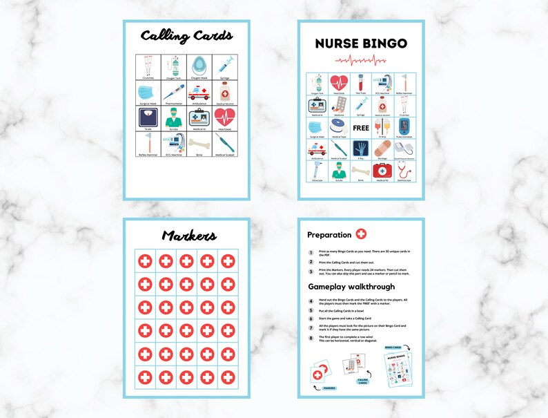 Nurse Bingo - Doctor Bingo - 30 Nurse Bingo Cards - Medical Bingo ...
