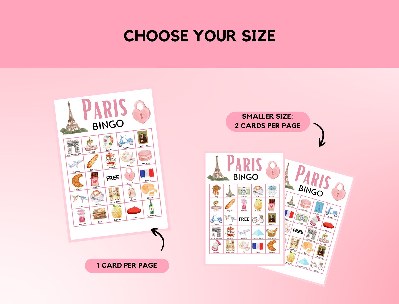Paris Bingo - Travel Bingo - 30 Paris Bingo Cards - Paris Party Game ...