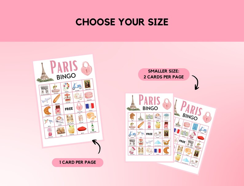 Paris Bingo - Travel Bingo - 30 Paris Bingo Cards - Paris Party Game ...