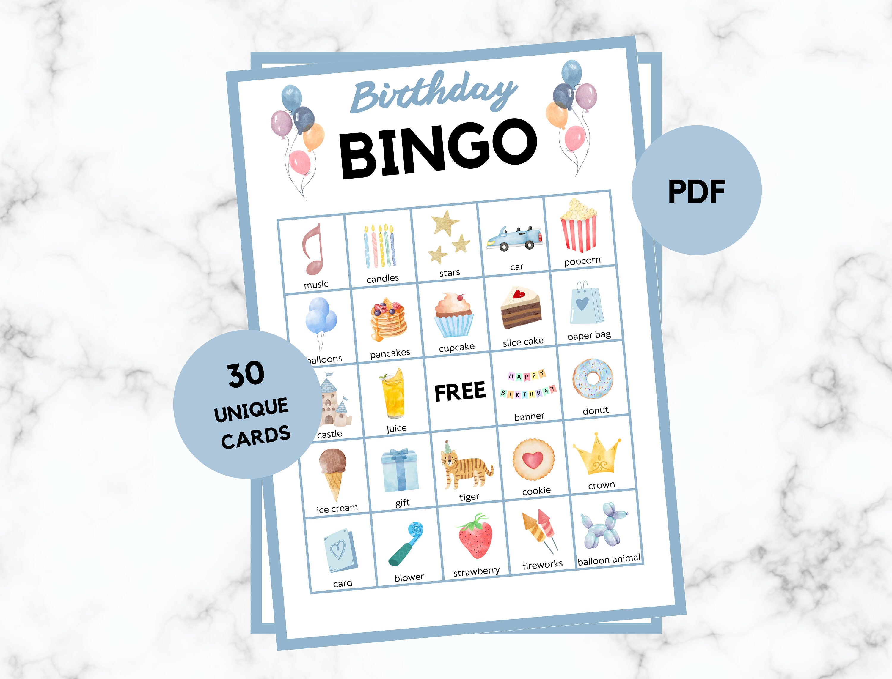 Happy Birthday Bingo - 30 Happy Birthday Bingo Cards - Happy Birthday ...