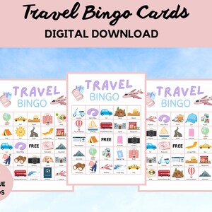 Travel Bingo - 30 Travel Bingo Cards - Travel Party Game - Travel ...