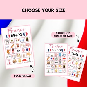 France Bingo - Travel Bingo - 30 France Bingo Cards - France Party Game ...