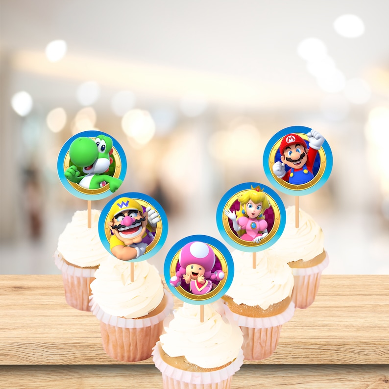 Cupcake Toppers Mario Bros Birthday Cakes Super Mario Cupcake Toppers ...