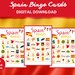Spain Bingo - Travel Bingo - 30 Spain Bingo Cards - Spain Party Game ...