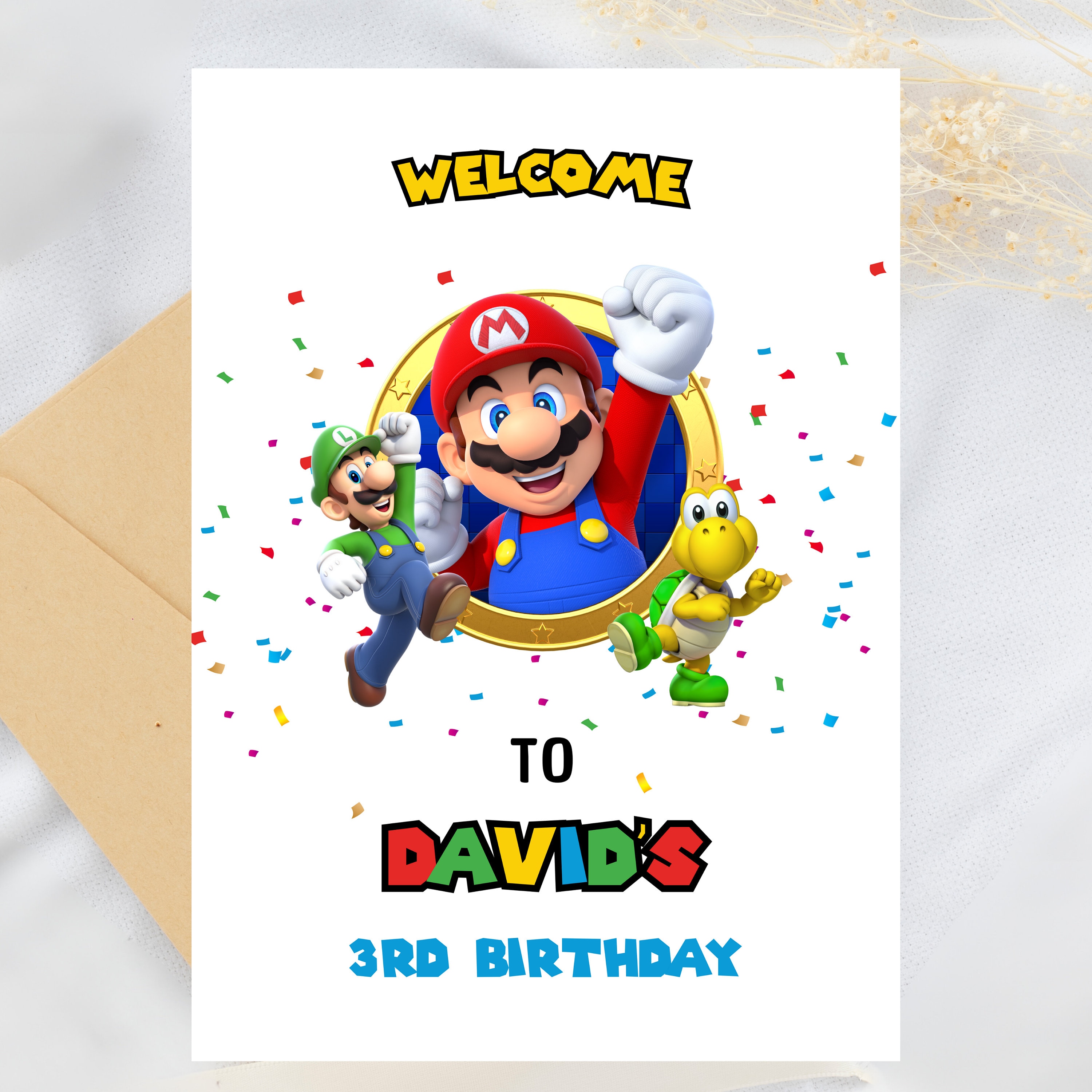 Super Mario Birthday Welcome Sign Boy Mario Bros Birthday Party Super ...