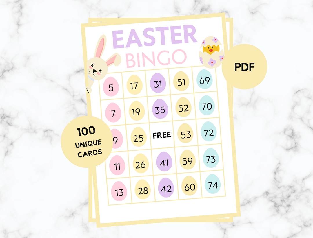 Easter Bingo - 100 Easter Bingo Cards - Easter Party Game - Easter ...