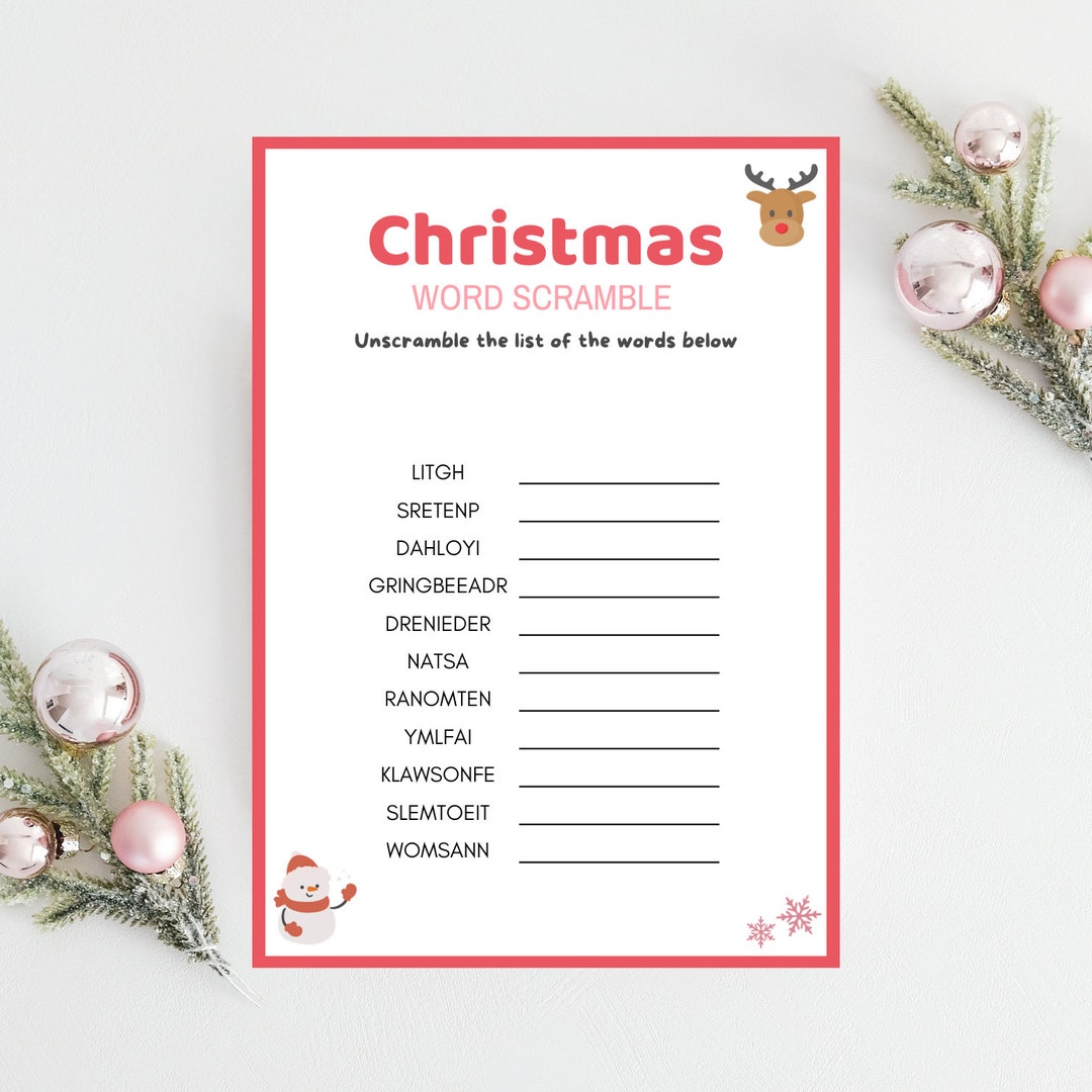 Christmas Word Scramble Fun Christmas Game Printable Christmas Game ...