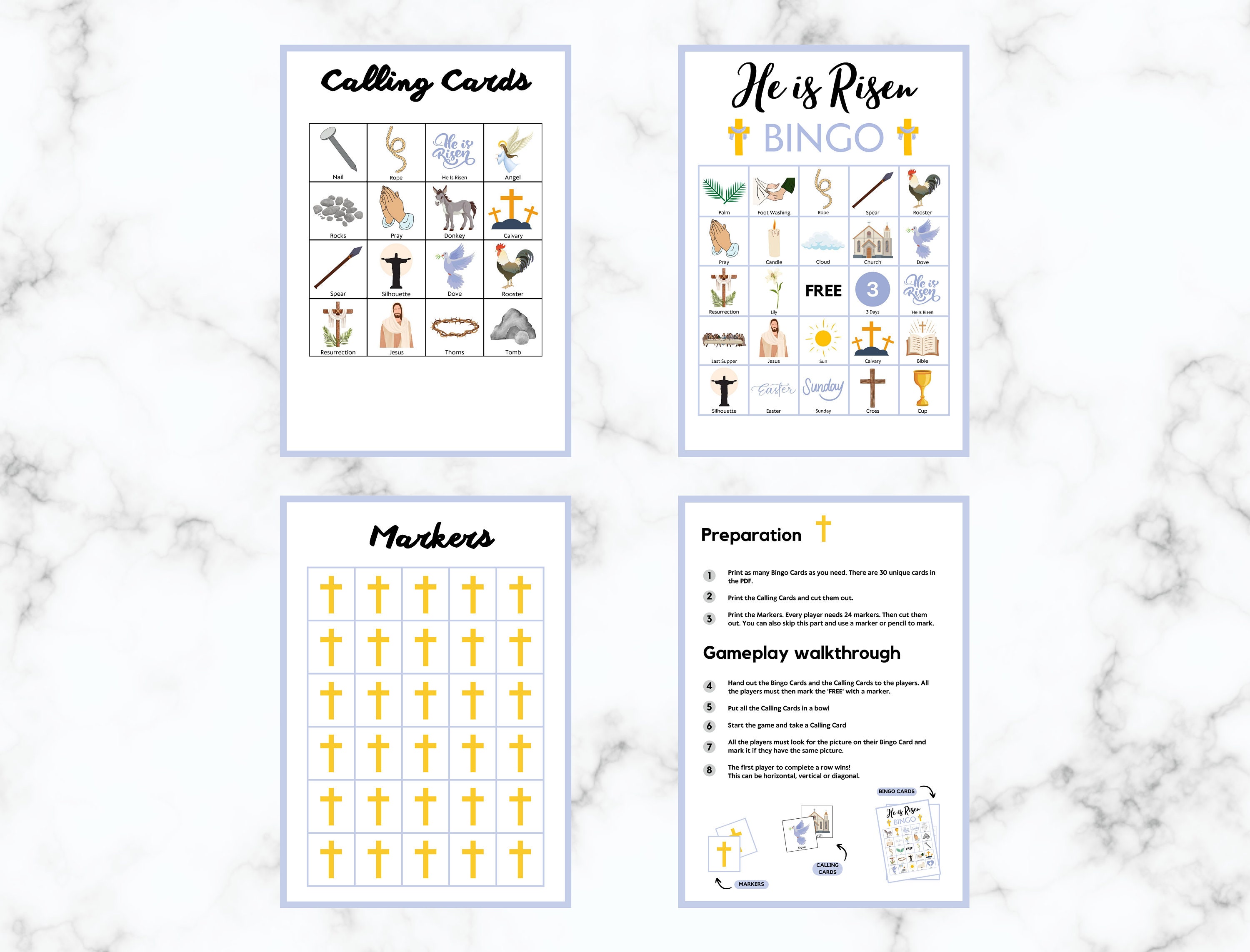 Resurrection Bingo - Easter Bible Bingo - 30 Resurrection Bingo Cards ...